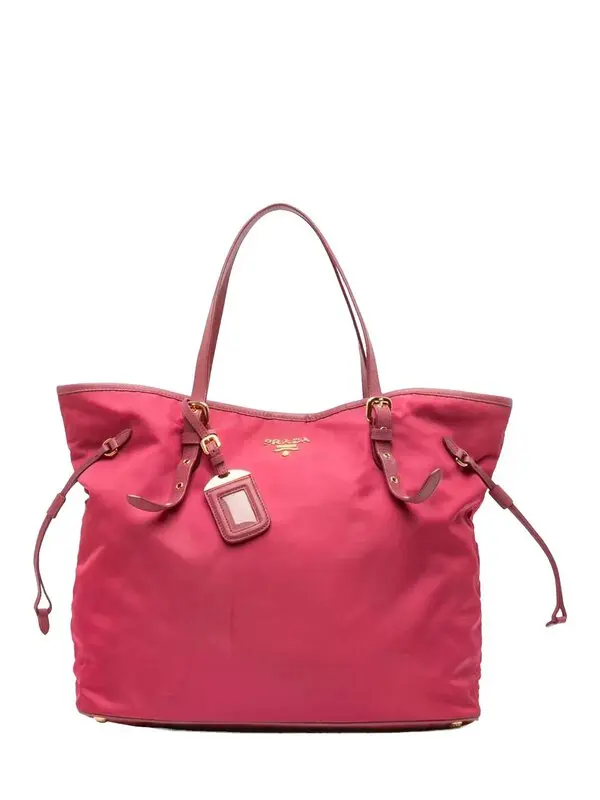 Prada Saffiano Trimmed Tessuto Tote Bag - Pink