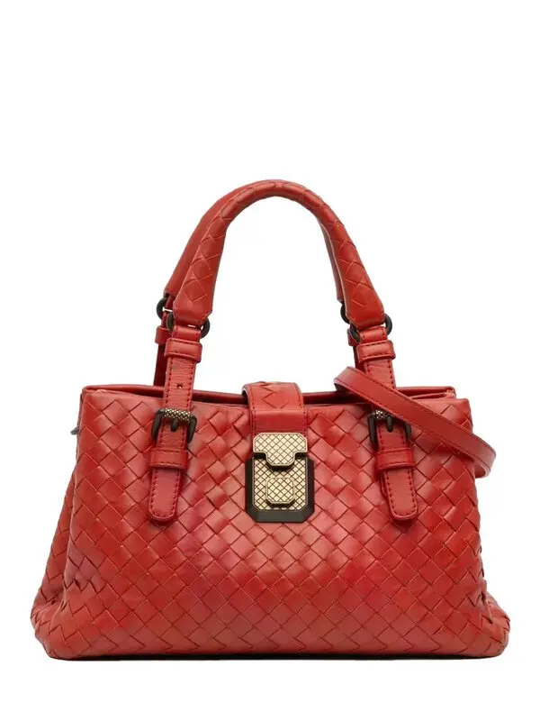 Bottega Veneta Mini Nappa Intrecciato Roma Satchel - Red