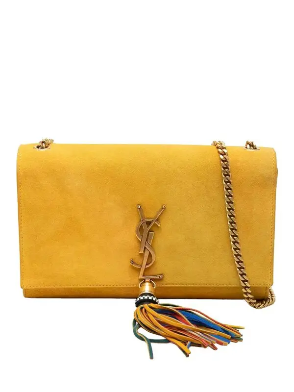 Saint Laurent Medium Suede Monogram Kate Tassel Crossbody Bag - Yellow
