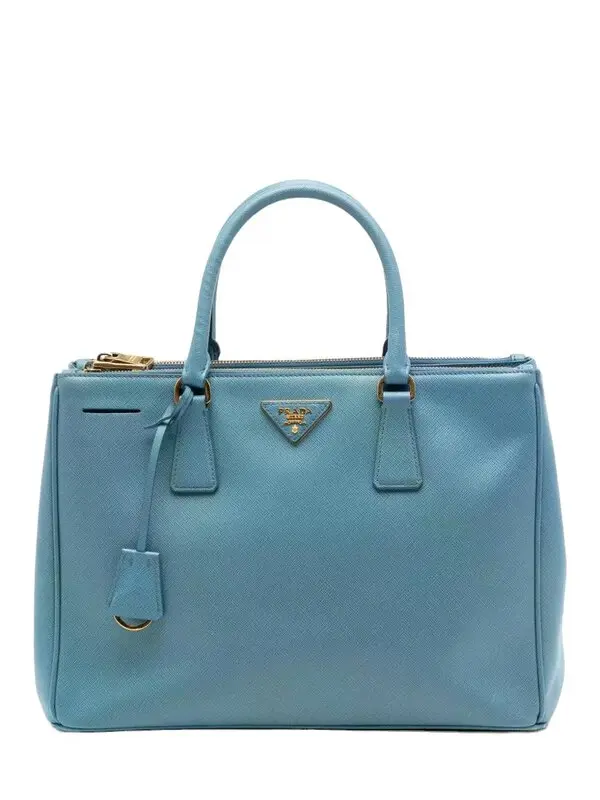 Prada Saffiano Lux Galleria Double Zip Satchel - Blue