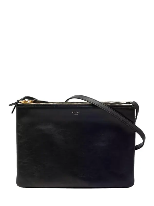 Celine Lambskin Leather Trio Crossbody Bag - Black