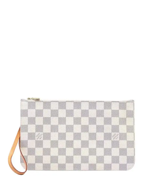 LOUIS VUITTON Damier Azur Neverfull Mm Pouch - White