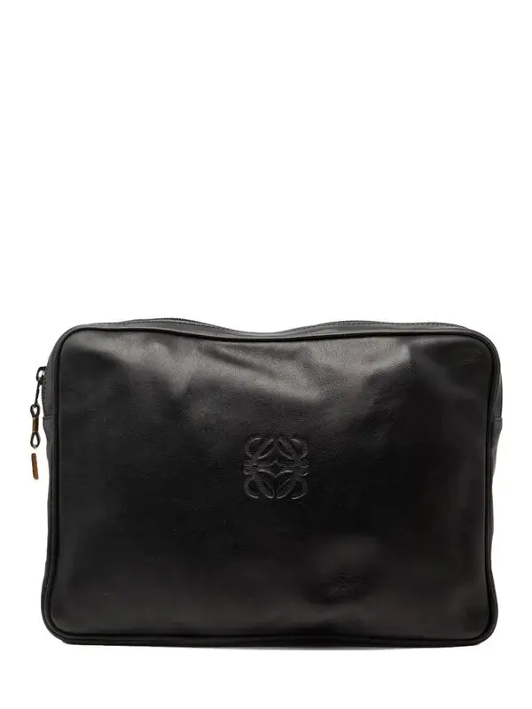Loewe Leather Anagram Clutch Bag - Black