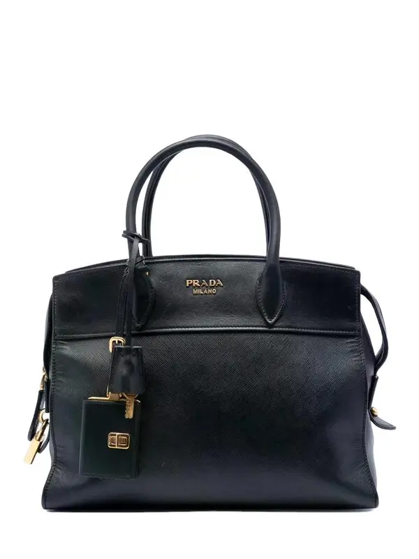 Prada Saffiano And City Calf Esplanade Satchel - Black