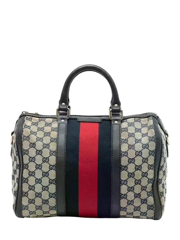 Gucci Gg Canvas Web Joy Boston Bag Satchel - Blue