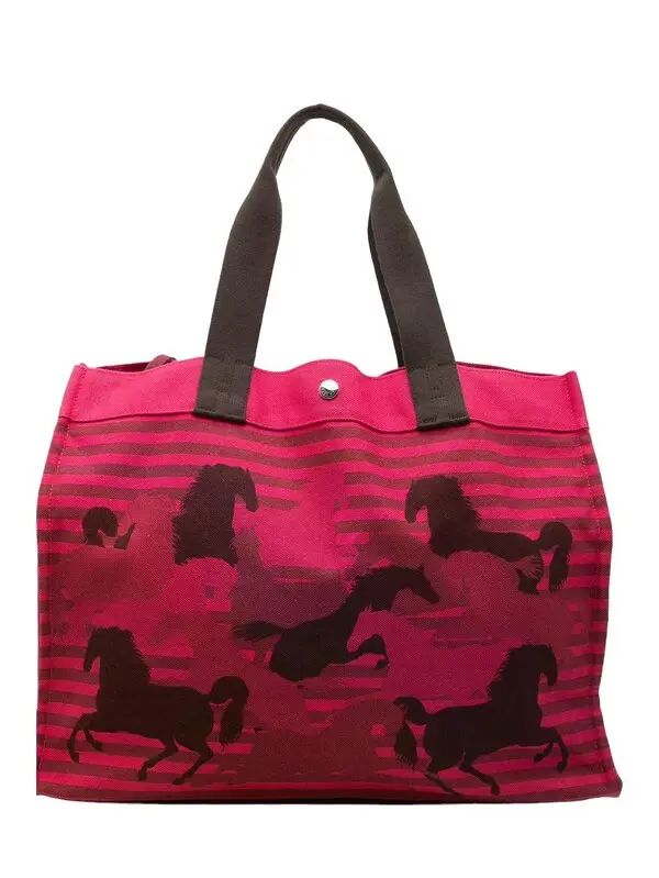 Hermès Toile Chevaux En Camouflage Beach Tote Bag - Pink
