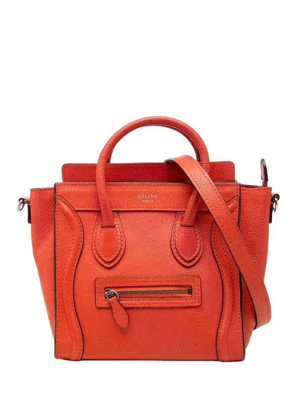 Celine Leather Luggage Tote Satchel - Orange