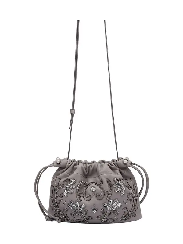 Strathberry Charlotte Drawstring Bucket Bag - Grey