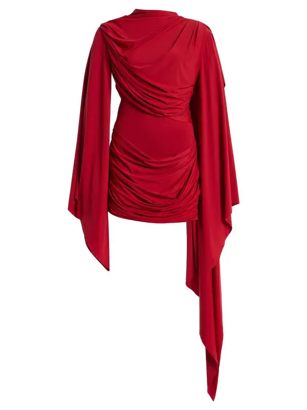 DE LA VALI Perisa Draped Jersey Mini Dress - Red