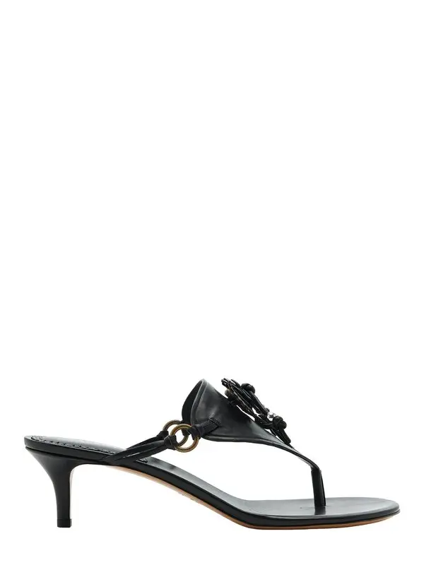 Isabel Marant Étoile Ekyne Embellished Leather Thong Sandals - Black