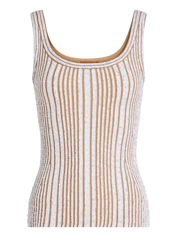 Missoni Striped Sequin-embellished Ribbed Knit Tank - Off-white