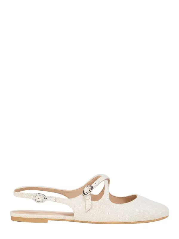 STUART WEITZMAN Clover Canvas Slingback Flats - Ecru