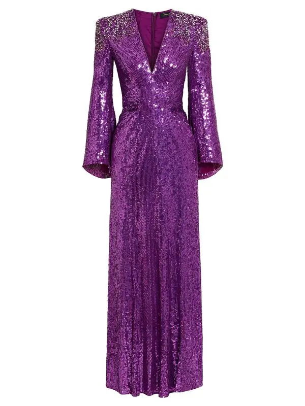 Jenny Packham Embellished Tulle Gown - Violet