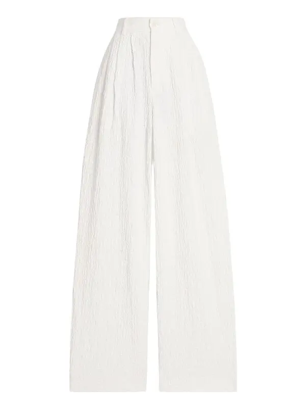 Ronny Kobo Krew Cotton-blend Cloqué Wide-leg Pants - White