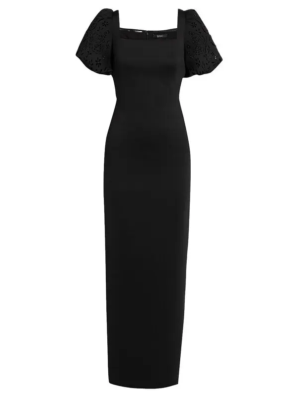 Badgley Mischka Embellished Scuba Gown - Black
