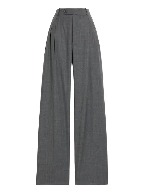 Ronny Kobo Soprano Wool-blend Twill Wide-leg Pants - Dark Gray