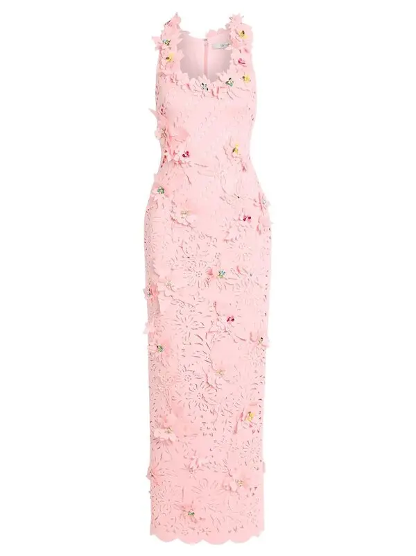 Badgley Mischka Embellished Lasercut Gown - Baby Pink