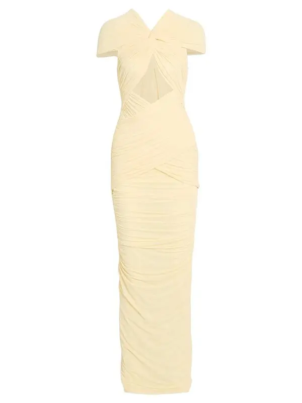 Ronny Kobo Nasha Ruched Jersey Maxi Dress - Pastel Yellow