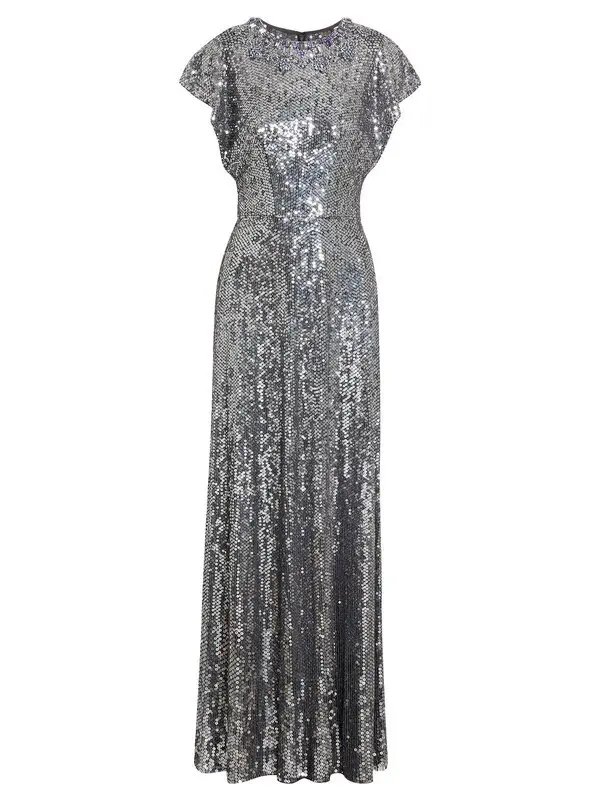 Jenny Packham Embellished Tulle Gown - Gunmetal