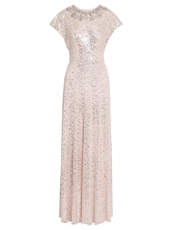 Jenny Packham Embellished Tulle Gown - Pastel Pink