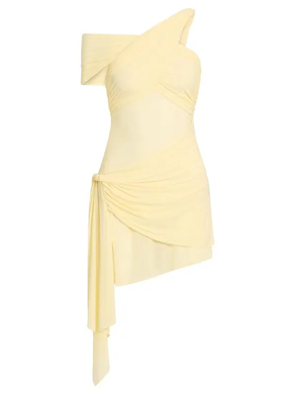 Ronny Kobo Izel Draped Stretch-jersey Mini Dress - Pastel Yellow