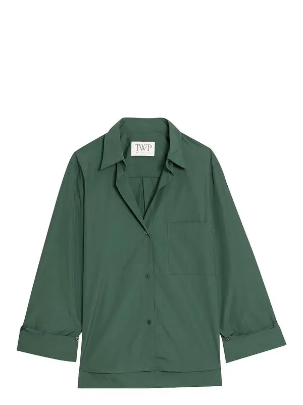 TWP Cotton Poplin Shirt With Buttoned Cuffs - Dark Green