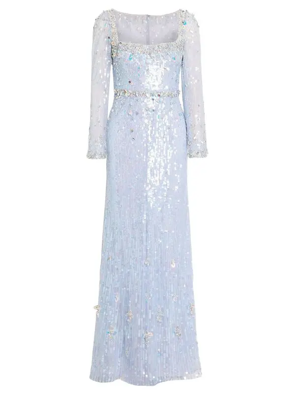 Jenny Packham Embellished Tulle Gown - Lavender