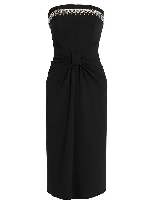 Jenny Packham Strapless Crystal-embellished Crepe Midi Dress - Black