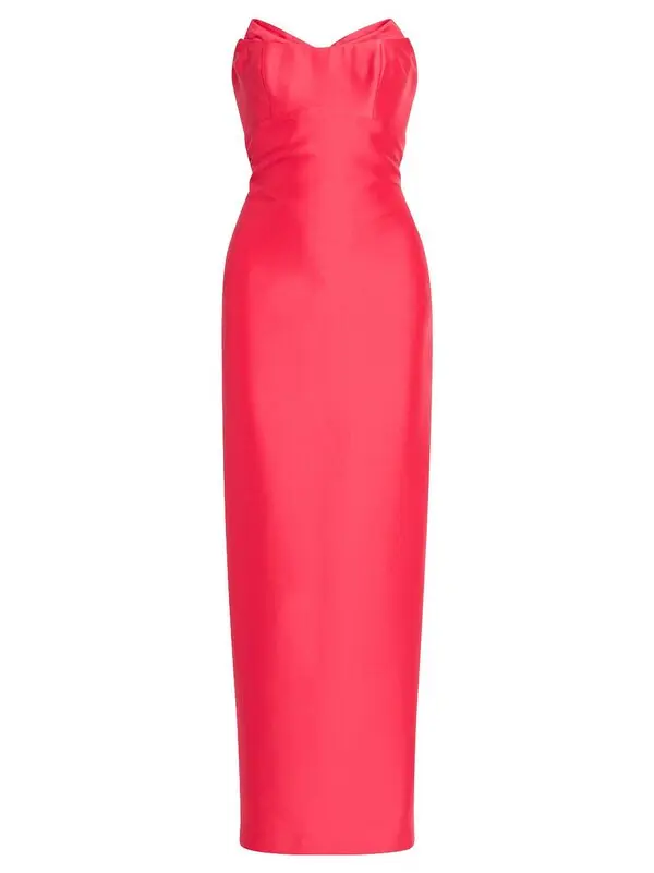 Badgley Mischka Strapless Mikado Gown With Slit - Papaya