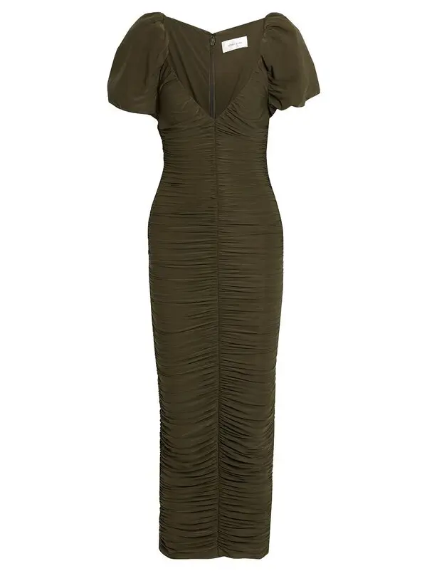 Ronny Kobo Lupine Ruched Stretch-jersey Maxi Dress - Army Green