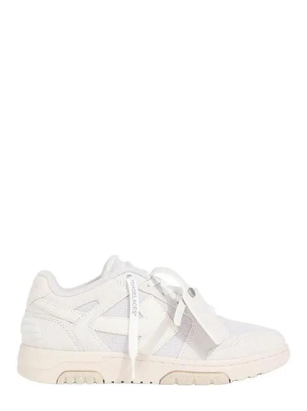 Off-White Out Of Office Canvas And Suede Sneakers - Light Gray