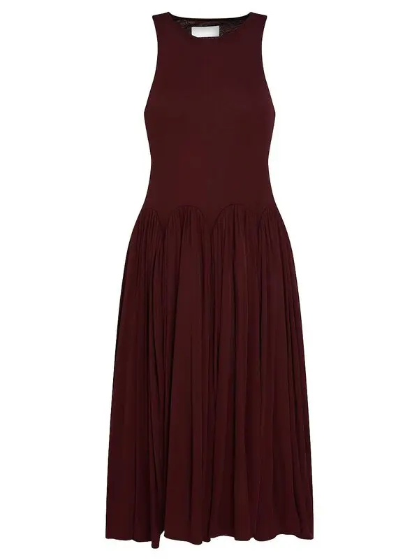 16Arlington Gathered Jersey Midi Dress - Merlot