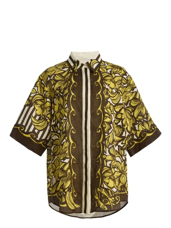 ALEMAIS Mona Printed Hemp Shirt - Yellow