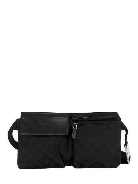 FWRD RENEW Gucci Gg Canvas Double Pocket Belt Bag - Black