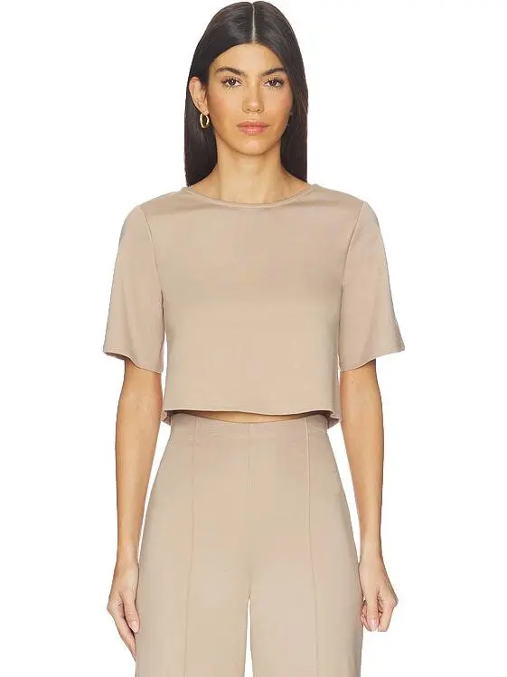 RIPLEY RADER Ponte Knit Short Sleeve Top - Khaki