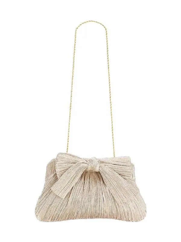 LOEFFLER RANDALL Rayne Pleated Bow Clutch - Champagne
