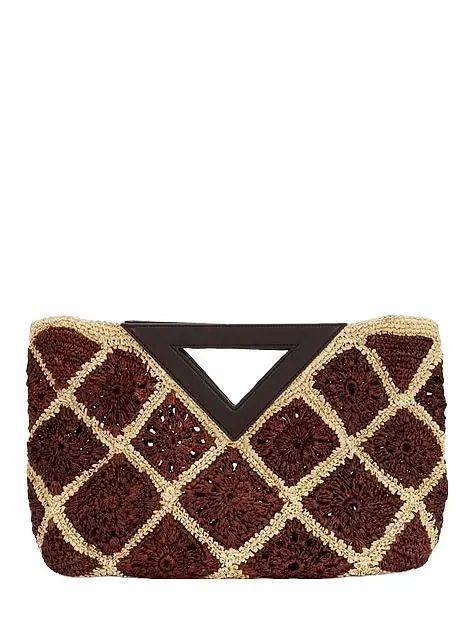 Veronica Beard Crochet Raffia Vesper Bag - Espresso Multi