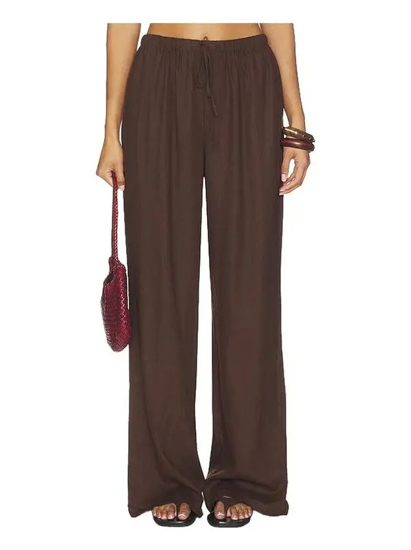 Tularosa Kai Linen Pant - Chocolate Brown