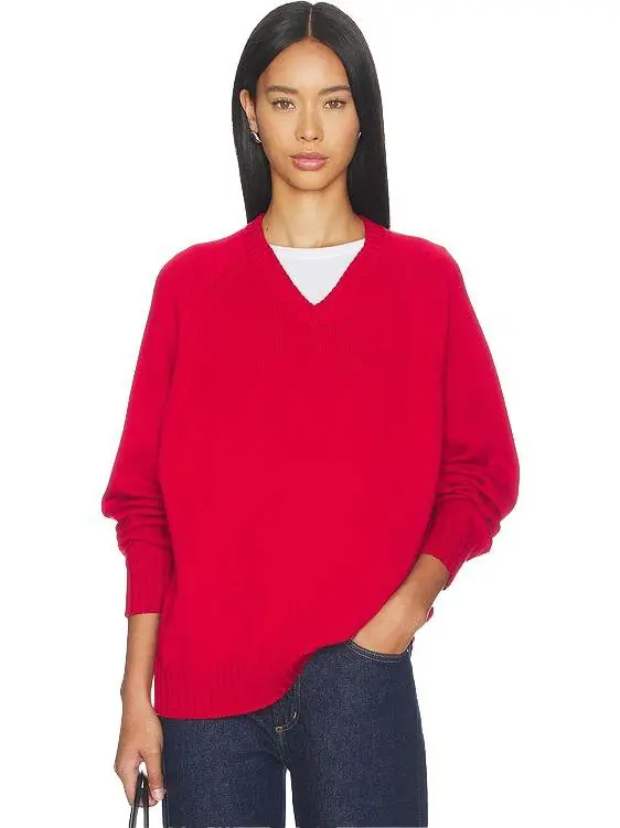 Donni. The Cotton Knit V-neck Sweater - Bell Pepper