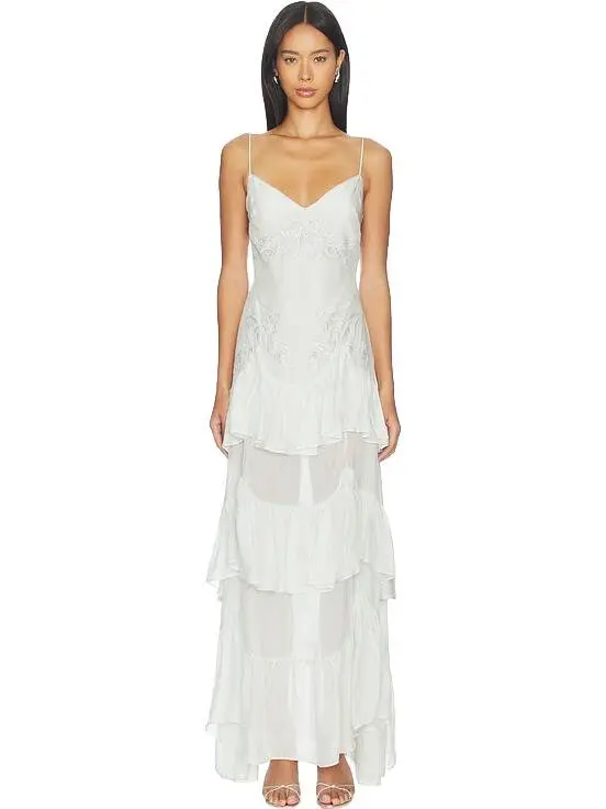 For Love & Lemons Bayview Bow Maxi Dress - Blue