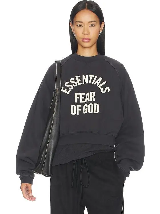 Fear Of God Cropped Raglan Crewneck - Faded Black