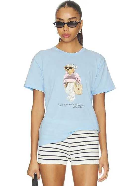 Polo Ralph Lauren Cotton Jersey Crewneck T-shirt With Graphic Detail - Baby Blue