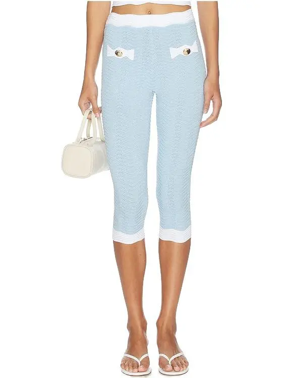 Retrofete Bathilde Ribbed Knit Capri Pants - Metallic Glace & White