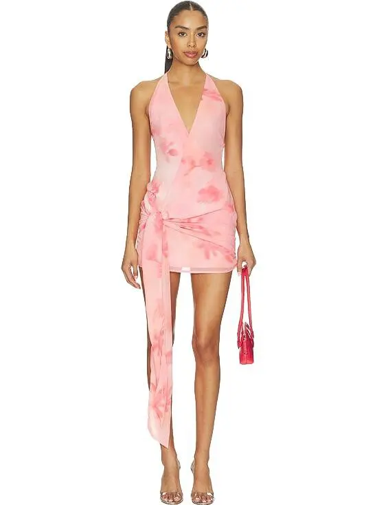 MORE TO COME Karter Wrap Mini Dress - Peach