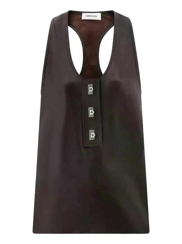 FERRAGAMO Nappa Racer Back Vest - Brown
