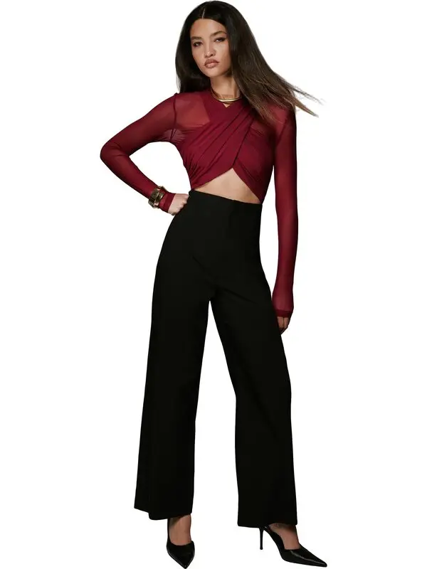 Bardot Anna High Waist Wide Leg Trousers - Black