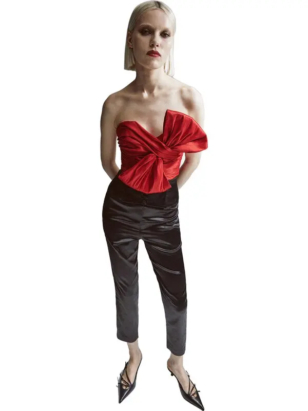 Bardot Lexana Bow Bustier - Fire Red