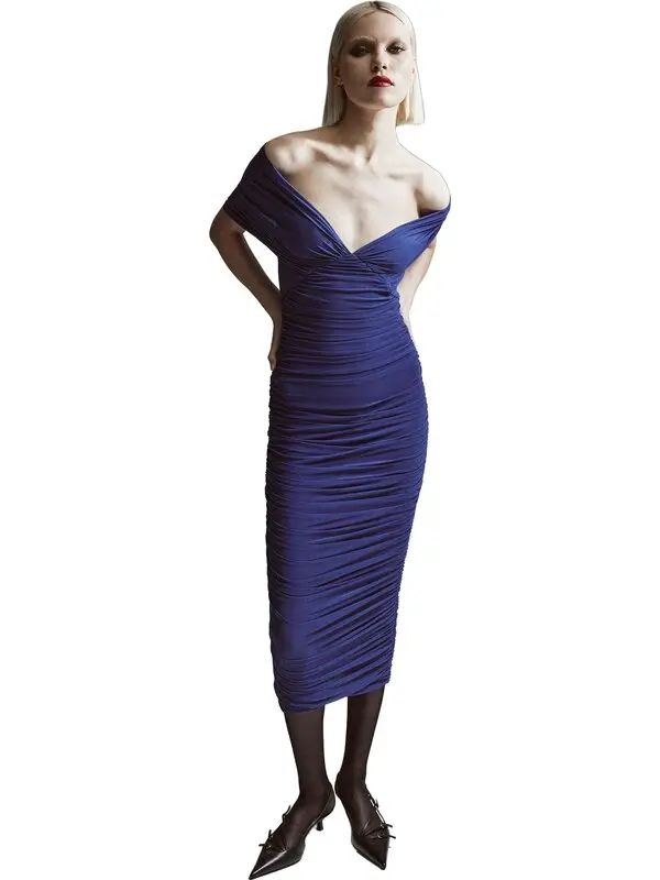 Bardot Vespera Mesh Midi Dress - Royal Blue