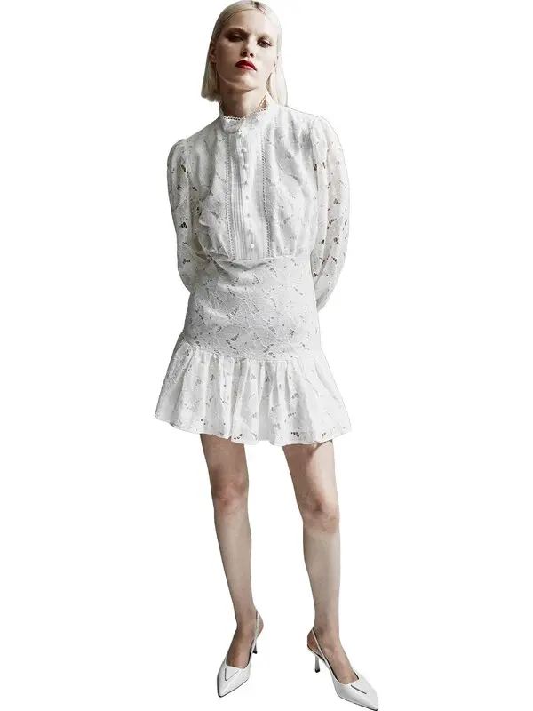 Bardot Remy Mini Lace Dress - Orchid Wht
