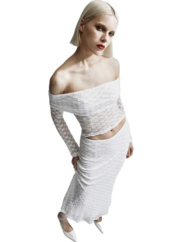 Bardot Adoni Off The Shoulder Lace Top - Orchid Wht